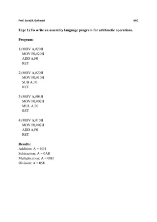 Mic practicals | PDF