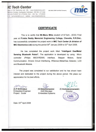 MIC Project Certificate | PDF