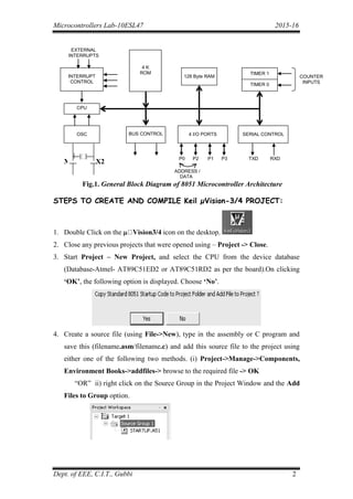 Micrcontroller iv sem lab manual | PDF