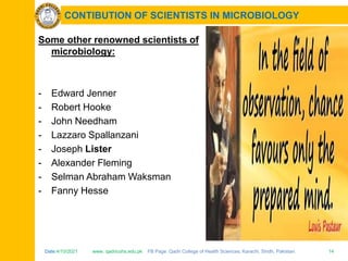 Micriobilogy contribution of scientists | PPTX