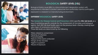 Biosafety levels from 1-4 in Laboratories | PPTX