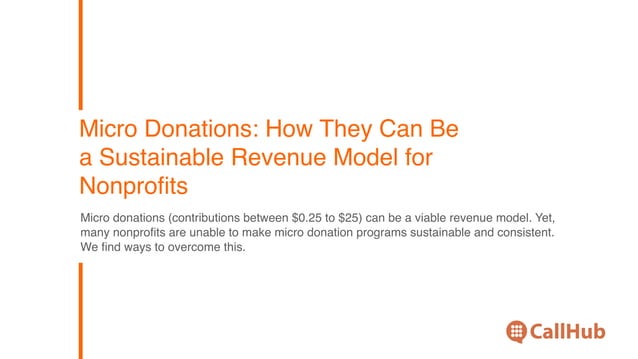 Micro Donations: How They Can Be a Sustainable Revenue Model for Nonprofits | PDF | Non-Profit ...