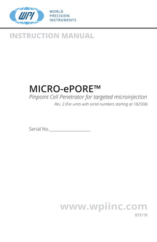 How WPI's microinjection system Micro-ePORE works? | PDF