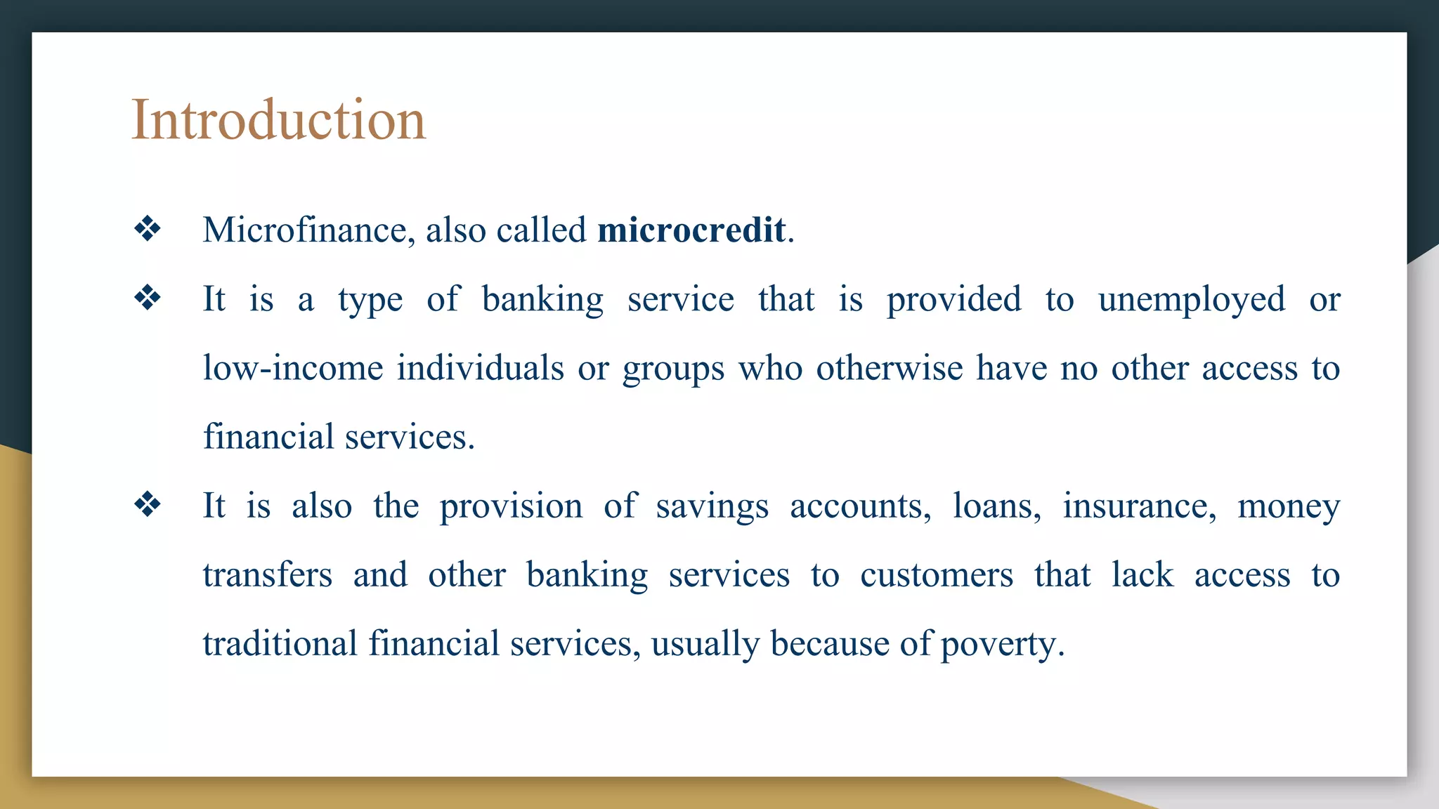 Micro finance - an introduction | PDF