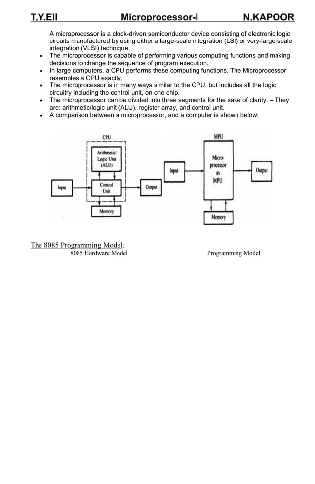 Microprocessor Basics 8085 Ch-1 | PDF
