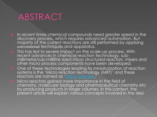 Micro Reaction Technology - Explains Design, Process and Applications ...