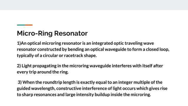 Micro ring resonators in optical computing | PPTX | Physics | Science