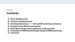 Micro ring resonators in optical computing | PPT