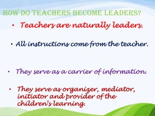Teacher Leader: The roles of the teacher leader | PPTX