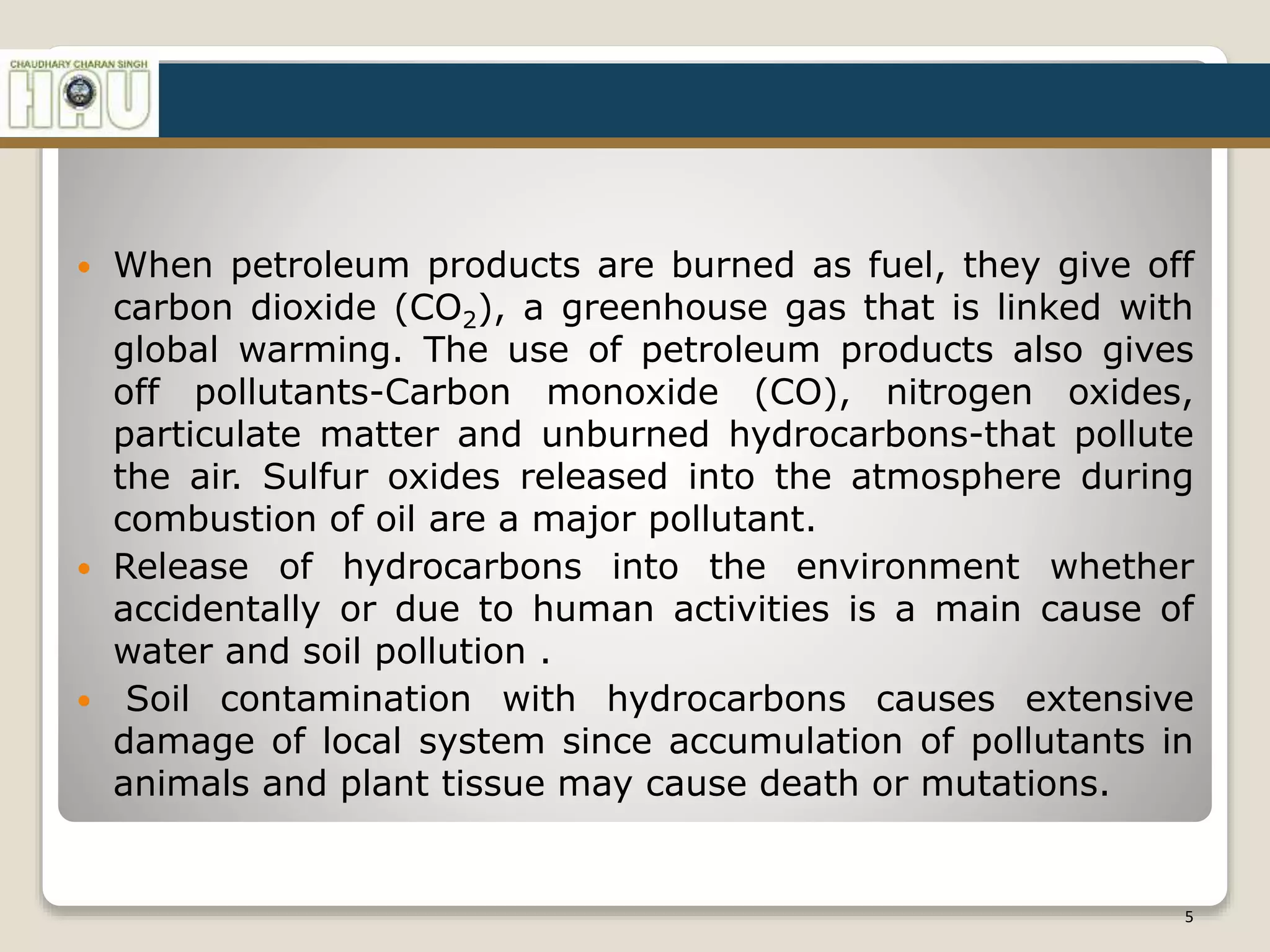 Pollution Abatement of Petroleum Hydrocarbons | PPT