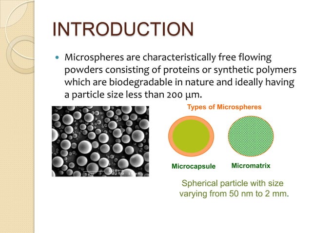Microspheres | PPTX | Chemistry | Science