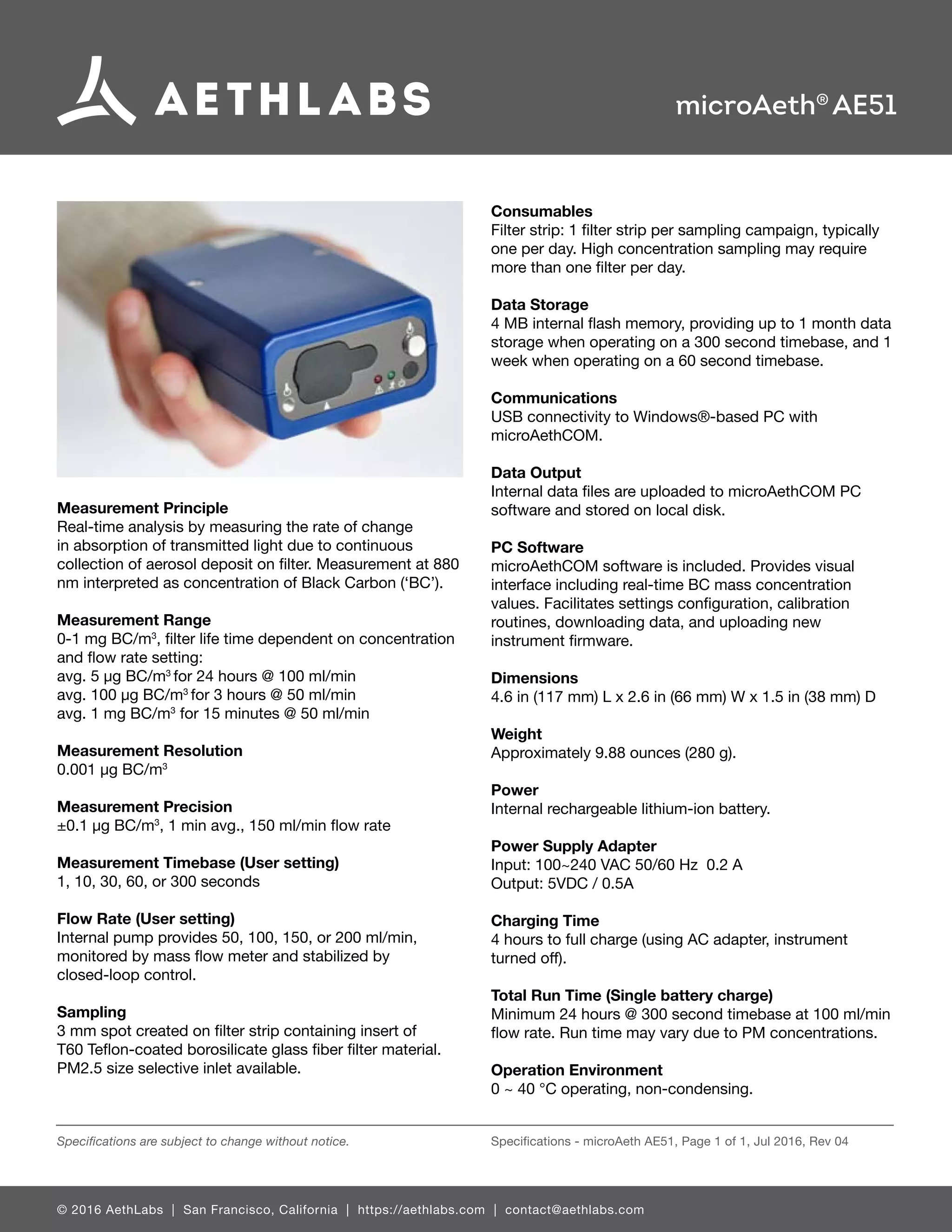 Micro aeth ae51-specifications-sheet-rev-04-updated-jul-2016 | PDF