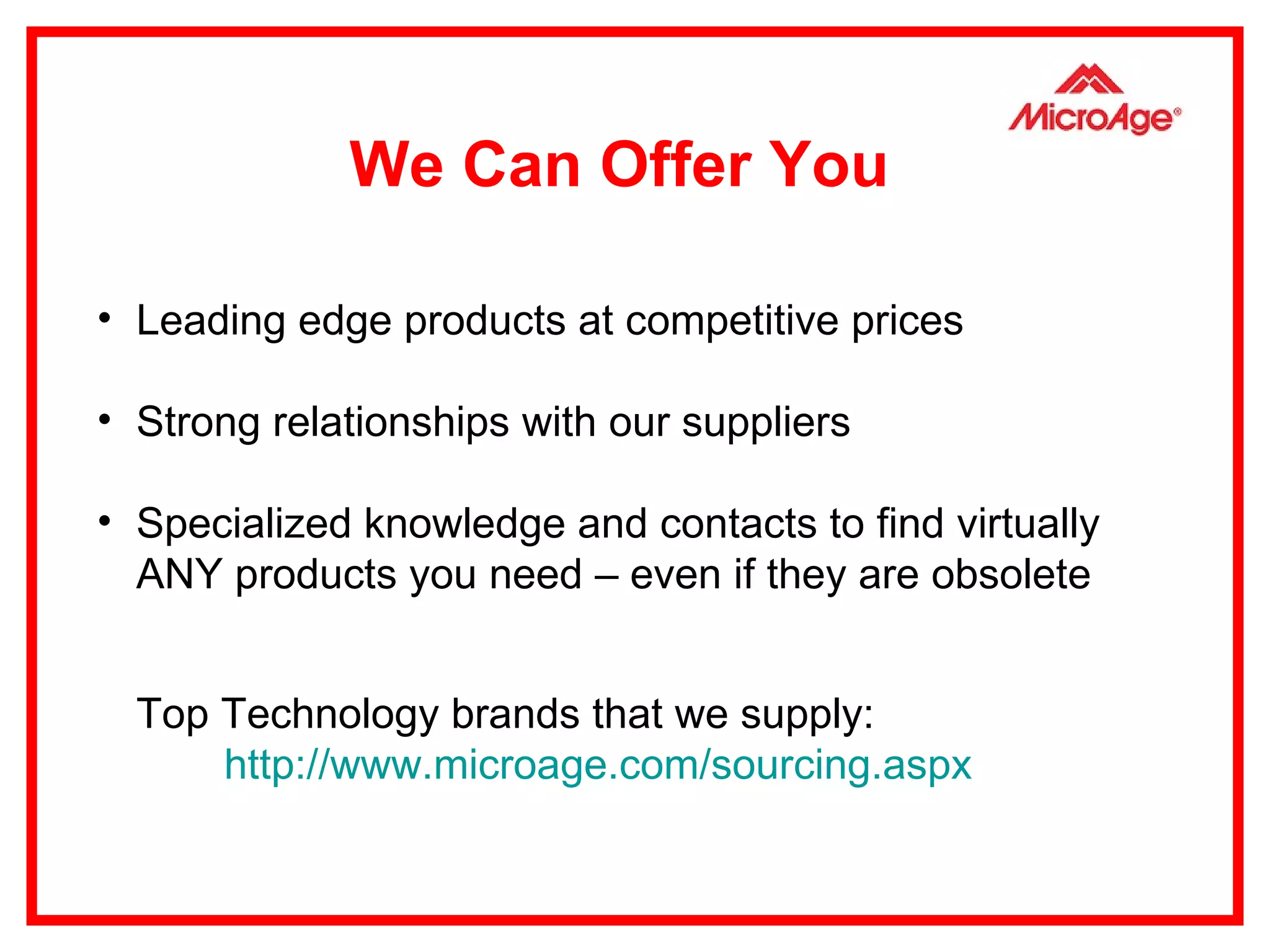 MicroAge Presentation 2011 | PPT