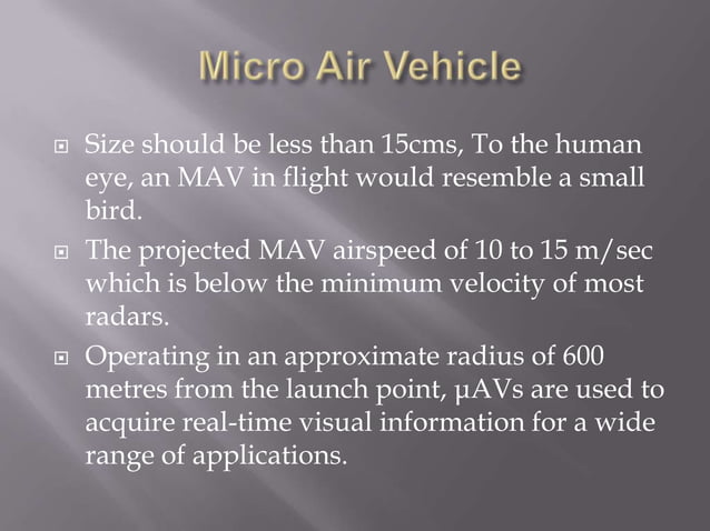 Micro air vehicles | PPT