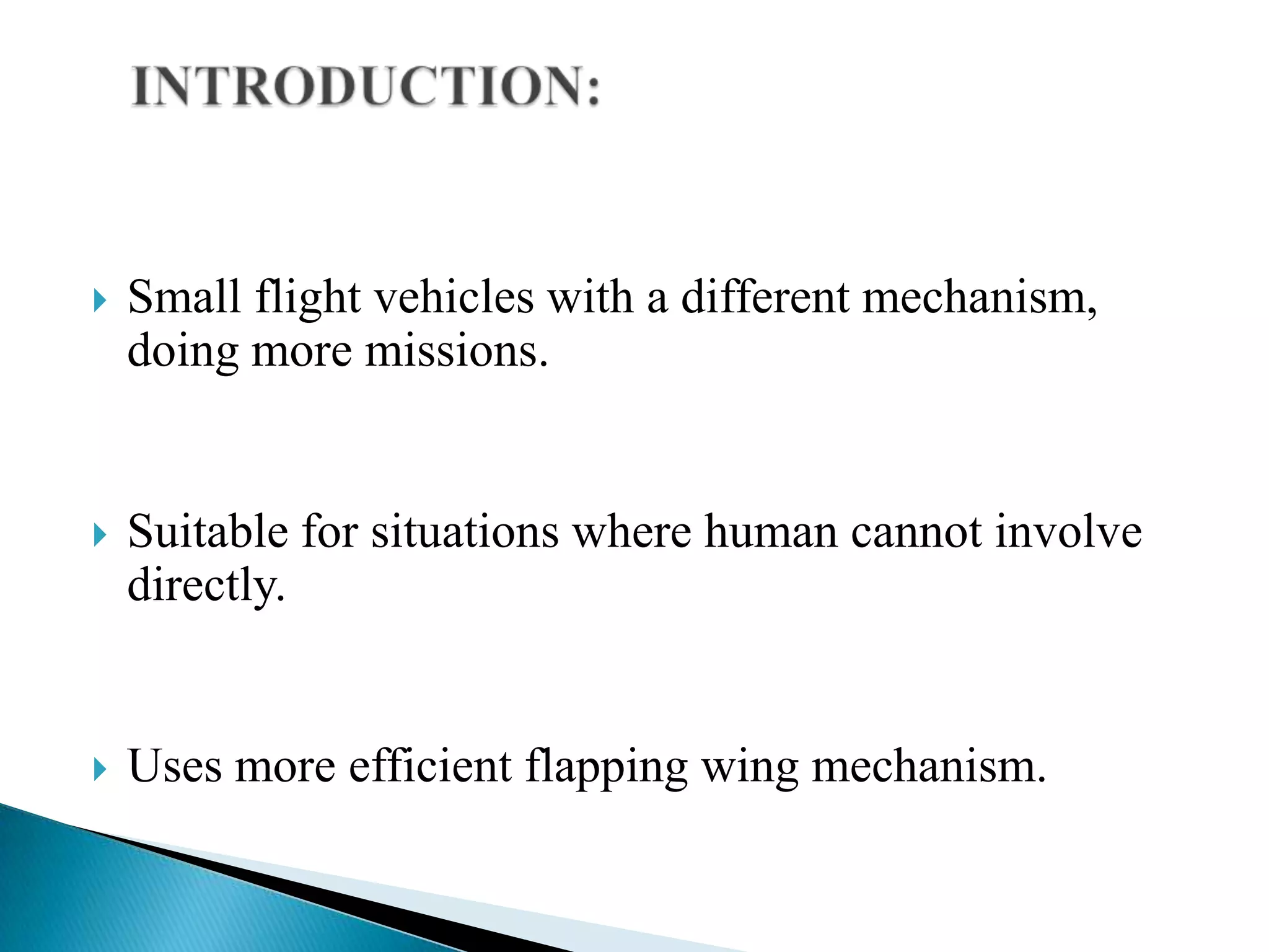 Micro air vehicles and its flapping wing mechanism 000 | PPTX