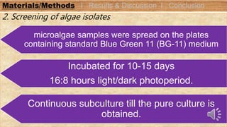 Microalgae cultivation in different pH, Temperature and Media | PPTX