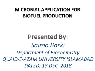 Microalgal applications for biofuel production | PPTX
