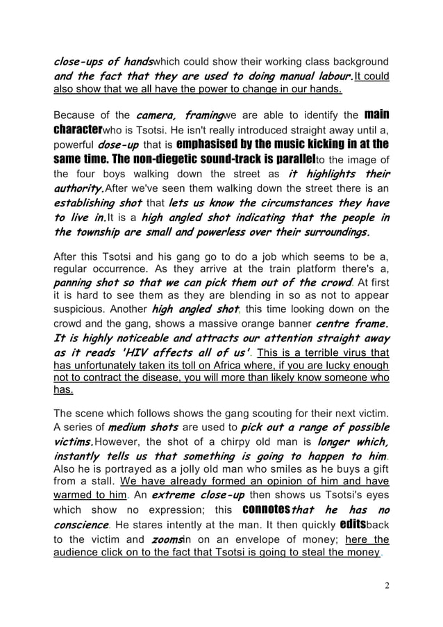 GCSE Film Studies: Micro analysis | PDF