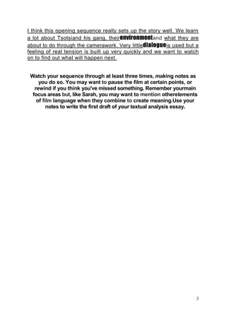 GCSE Film Studies: Micro analysis | PDF