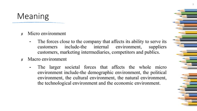 Micro and Macro Environment of Business | PPTX