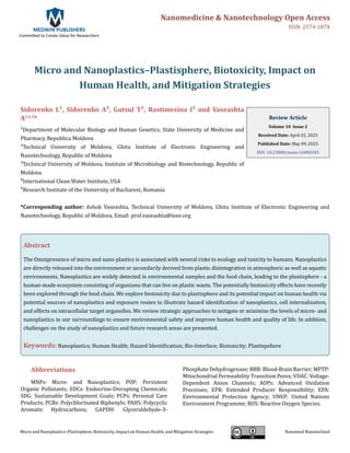 Micro and Nanoplastics–Plastisphere, Biotoxicity, Impact on Human Health, and Mitigation ...