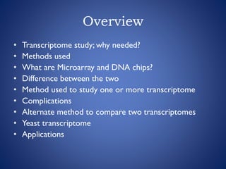 Microarray and dna chips for transcriptome study | PPTX