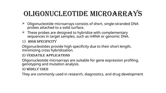 MICROARRAYS - Bioinformatics and Genetic Engineering | PPTX ...