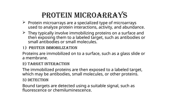 MICROARRAYS - Bioinformatics and Genetic Engineering | PPTX | Biological Sciences | Science
