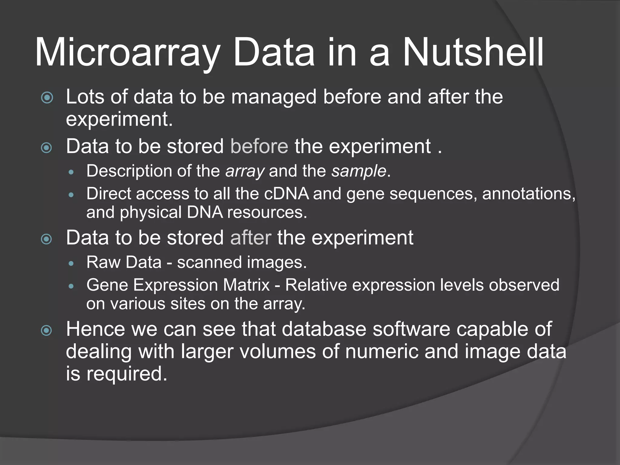 Microarrays Databasespptx Databases Computer Software And Applications