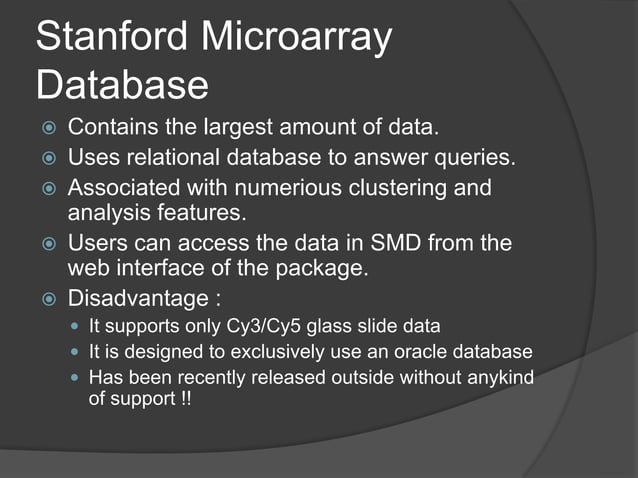 Microarrays Databases.pptx | Databases | Computer Software and Applications