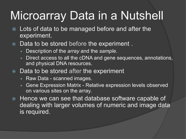 Microarrays Databases.pptx | Databases | Computer Software and Applications Microarrays Databases.pptx | Databases | Computer Software and Applications
