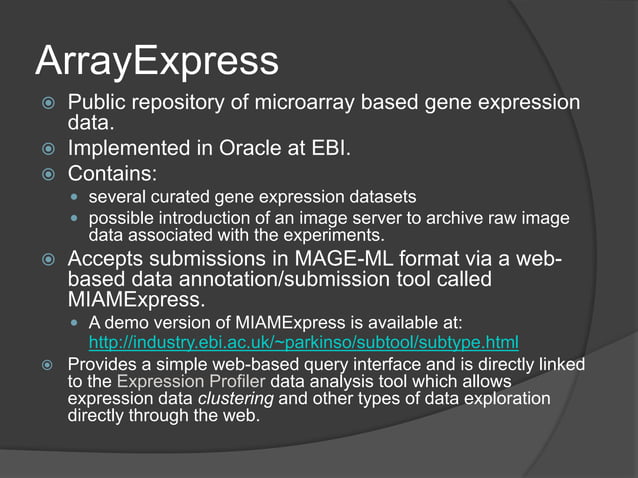Microarrays Databases.pptx | Databases | Computer Software and Applications Microarrays Databases.pptx | Databases | Computer Software and Applications