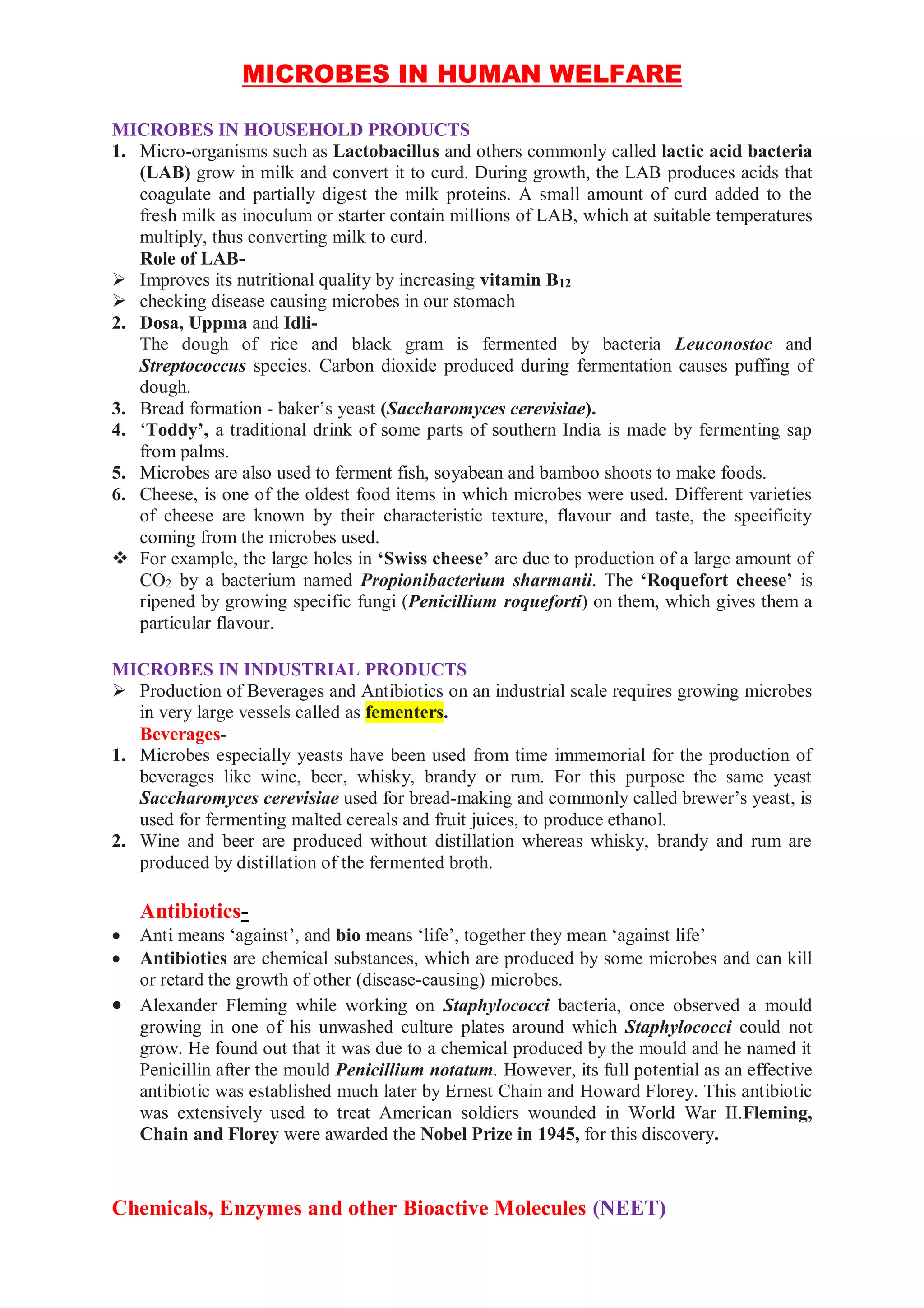 Microbes in human welfare | PDF