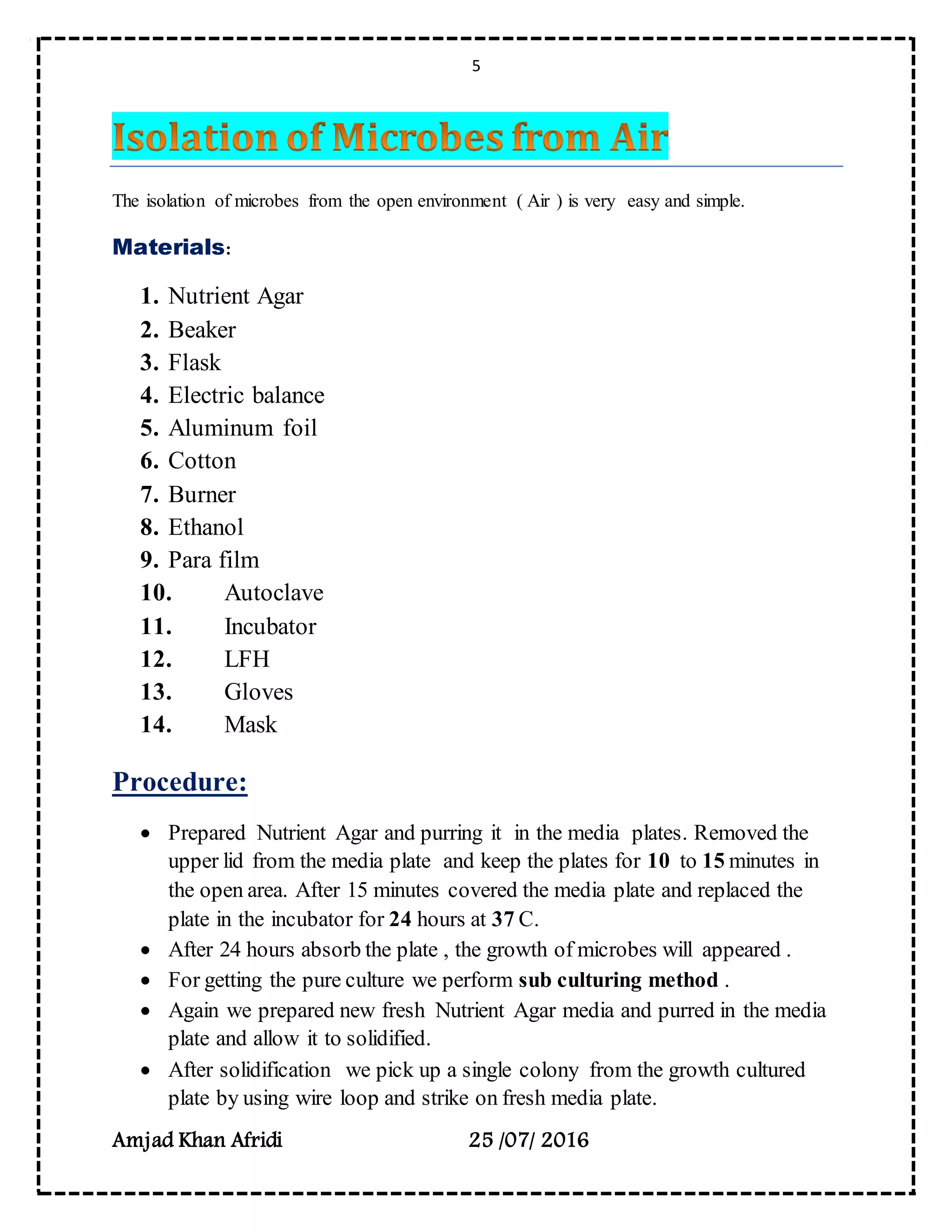 Microbes isolation from different environments | DOCX