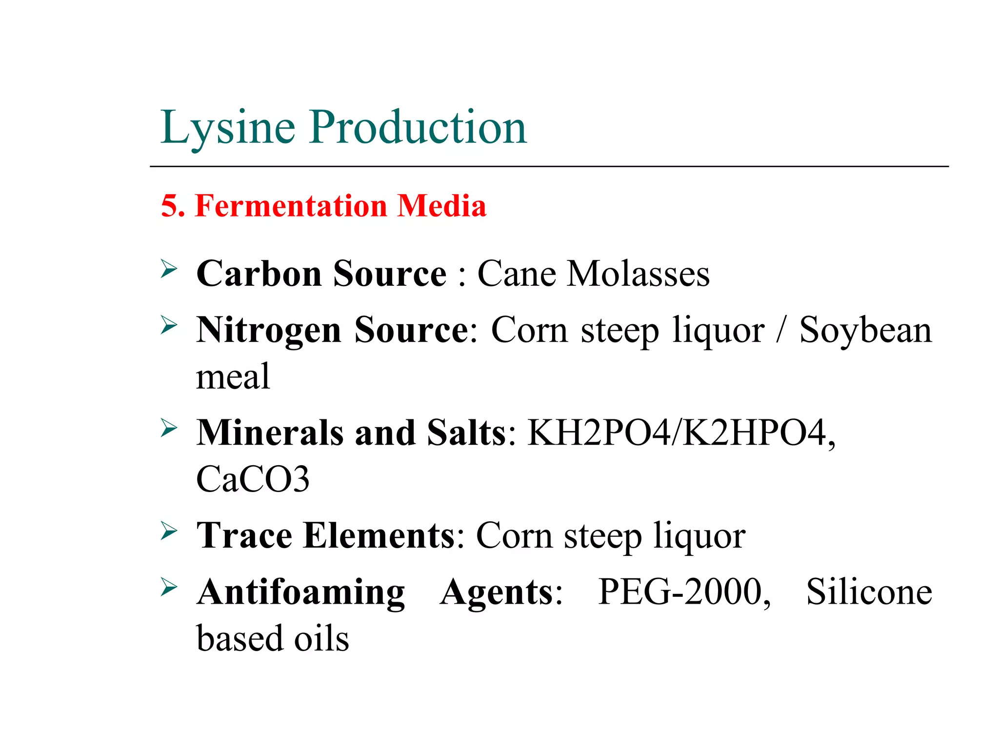 Industrial Production of Amino Acid (L-Lysine) | PPT