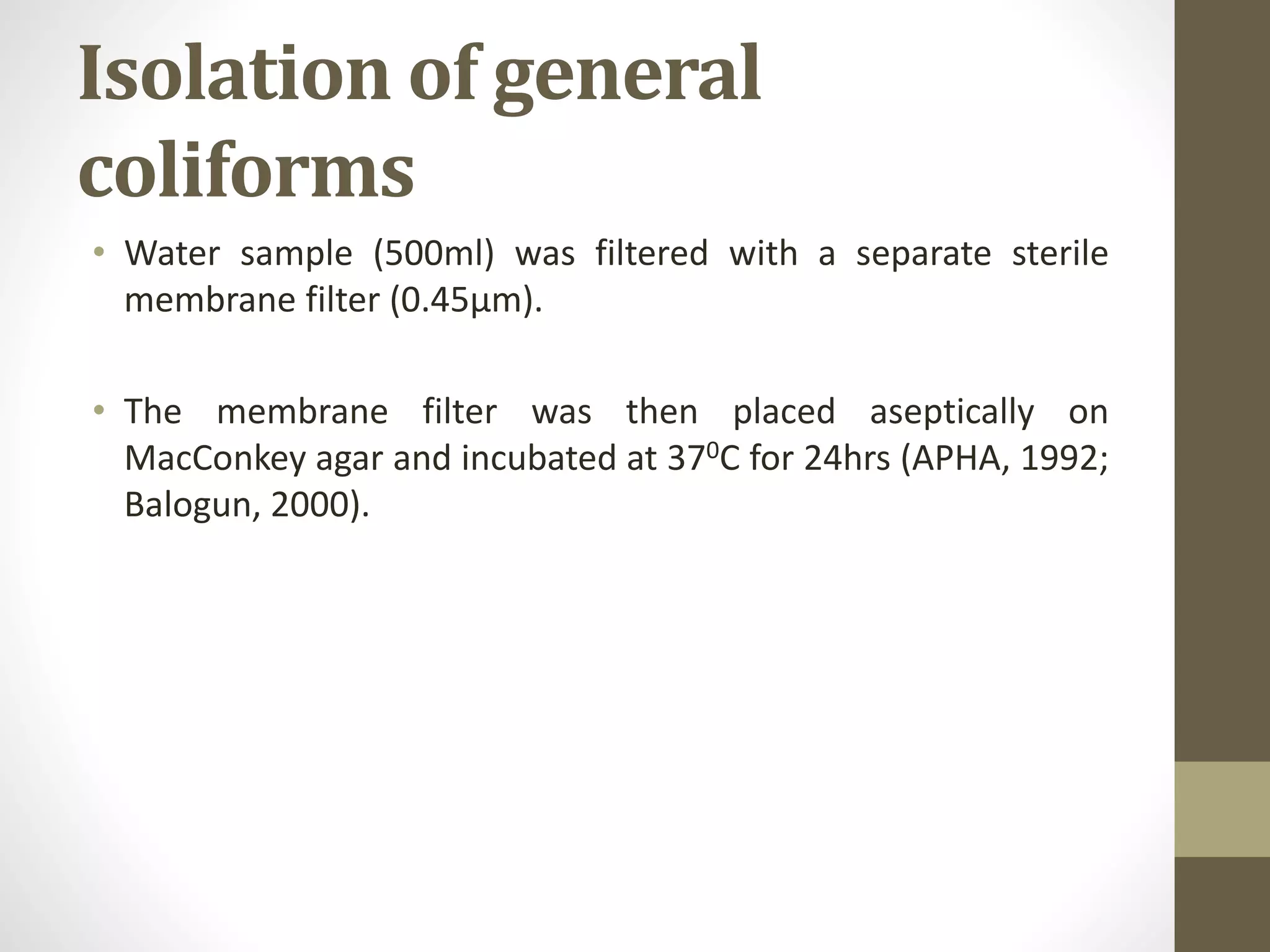 Microbial and chemical analysis of potable water | PPTX