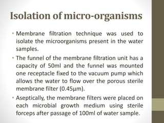 Microbial and chemical analysis of potable water | PPTX