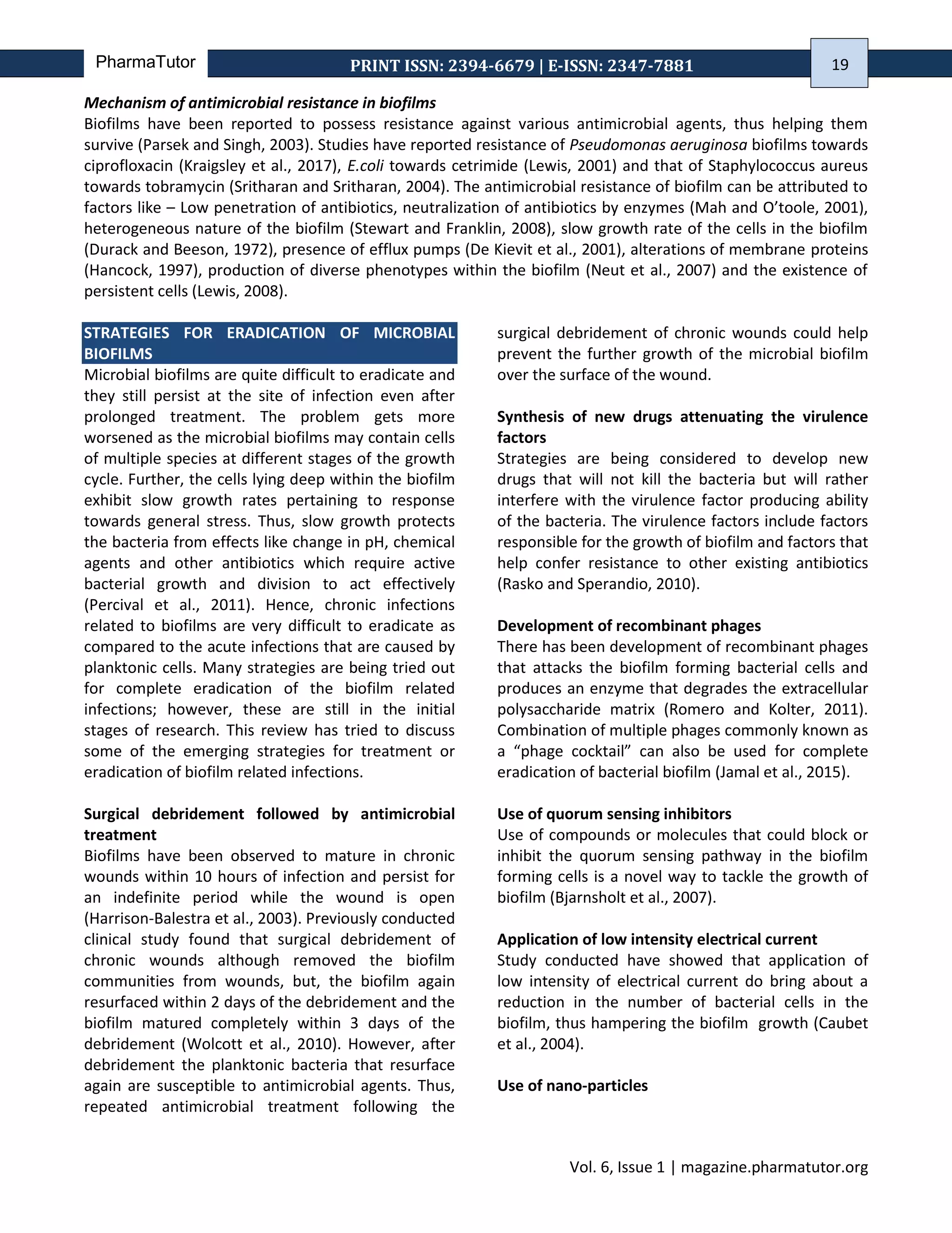 Microbial biofilms pathogenicity and treatment strategies | PDF