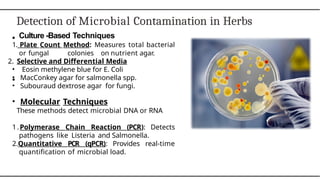 microbial contamination in herbs......... | PPTX