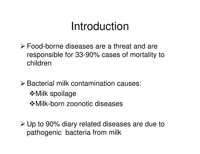 Microbial contaminations in milk and identification of selected ...