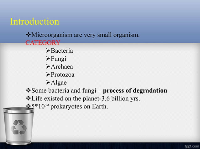 Microbial degradation of waste | PPT