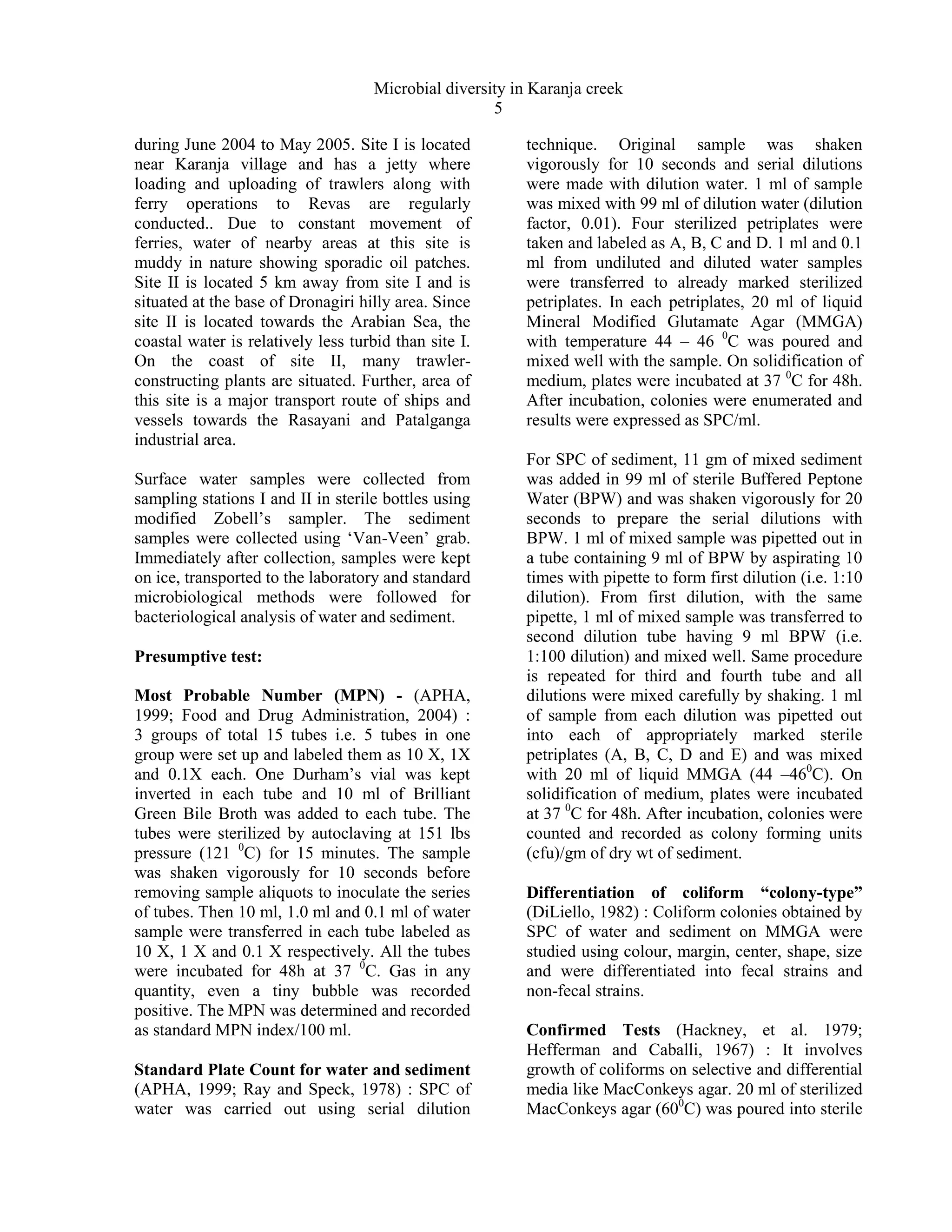 Microbial diversity in water & sediment of karanja creek | PDF