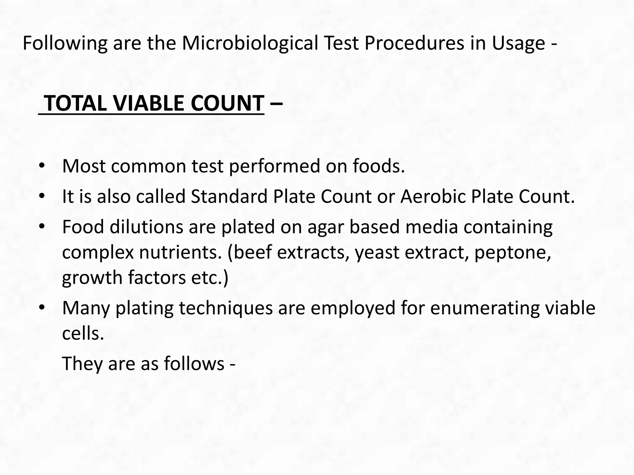 Microbiological examination of food | PPTX