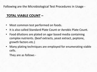 Microbiological examination of food | PPTX