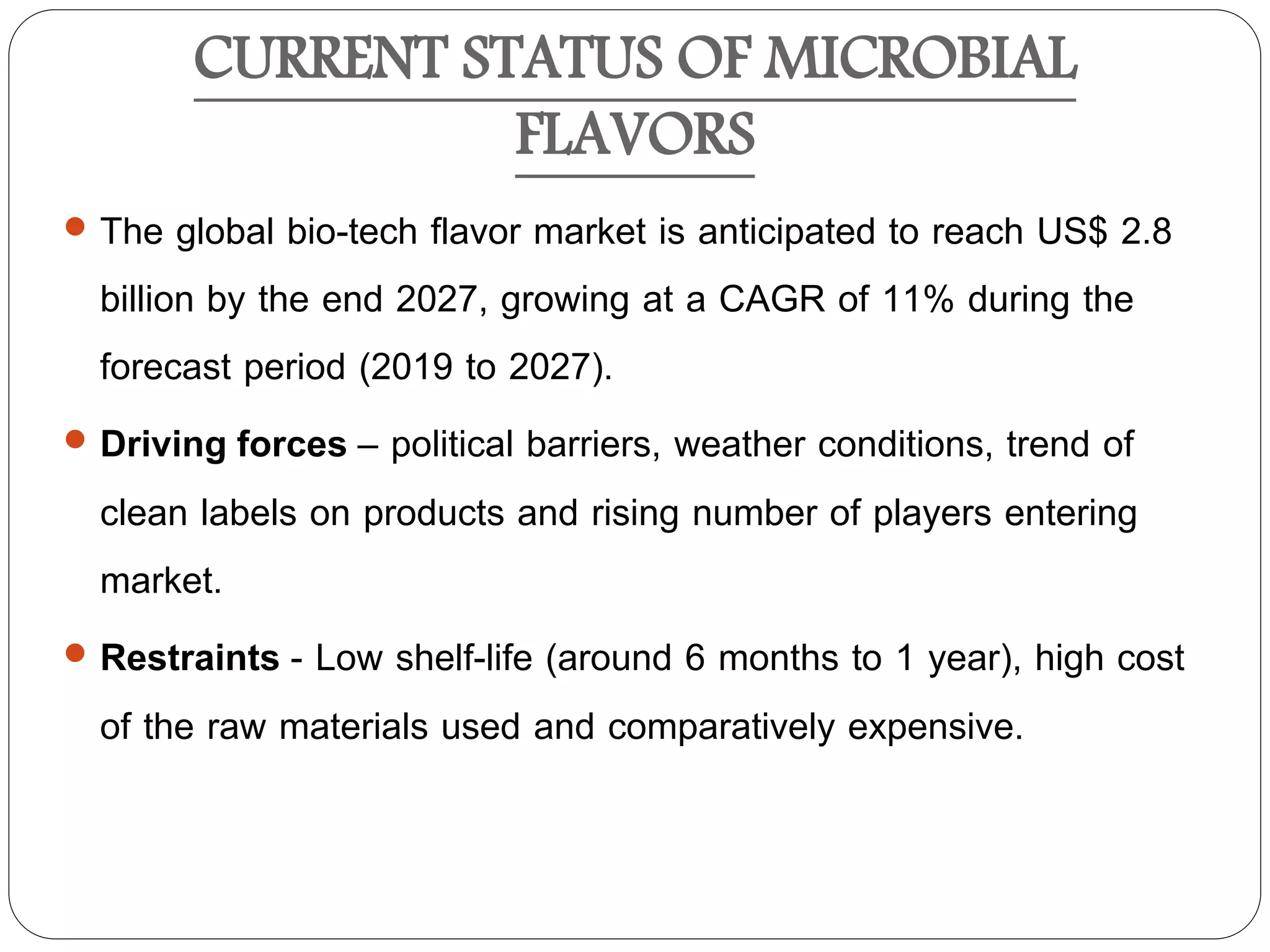 Microbial flavors production | PPTX