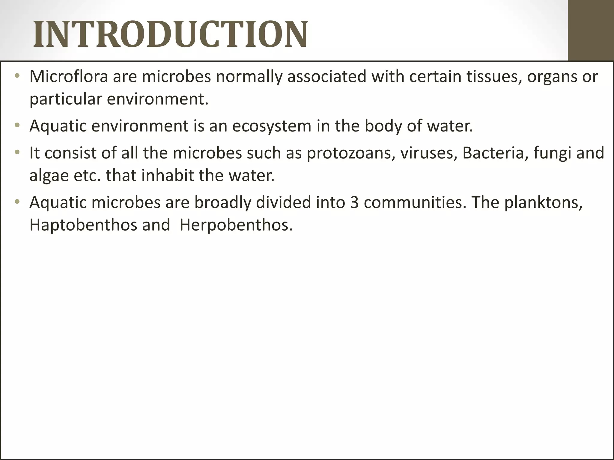 Microbial flora of the aquatic env | PPTX