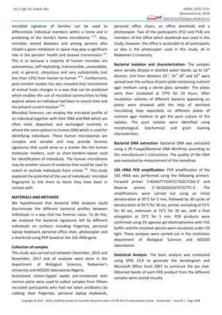 Microbial Forensics: Forensic Relevance of the Individual Person’s ...