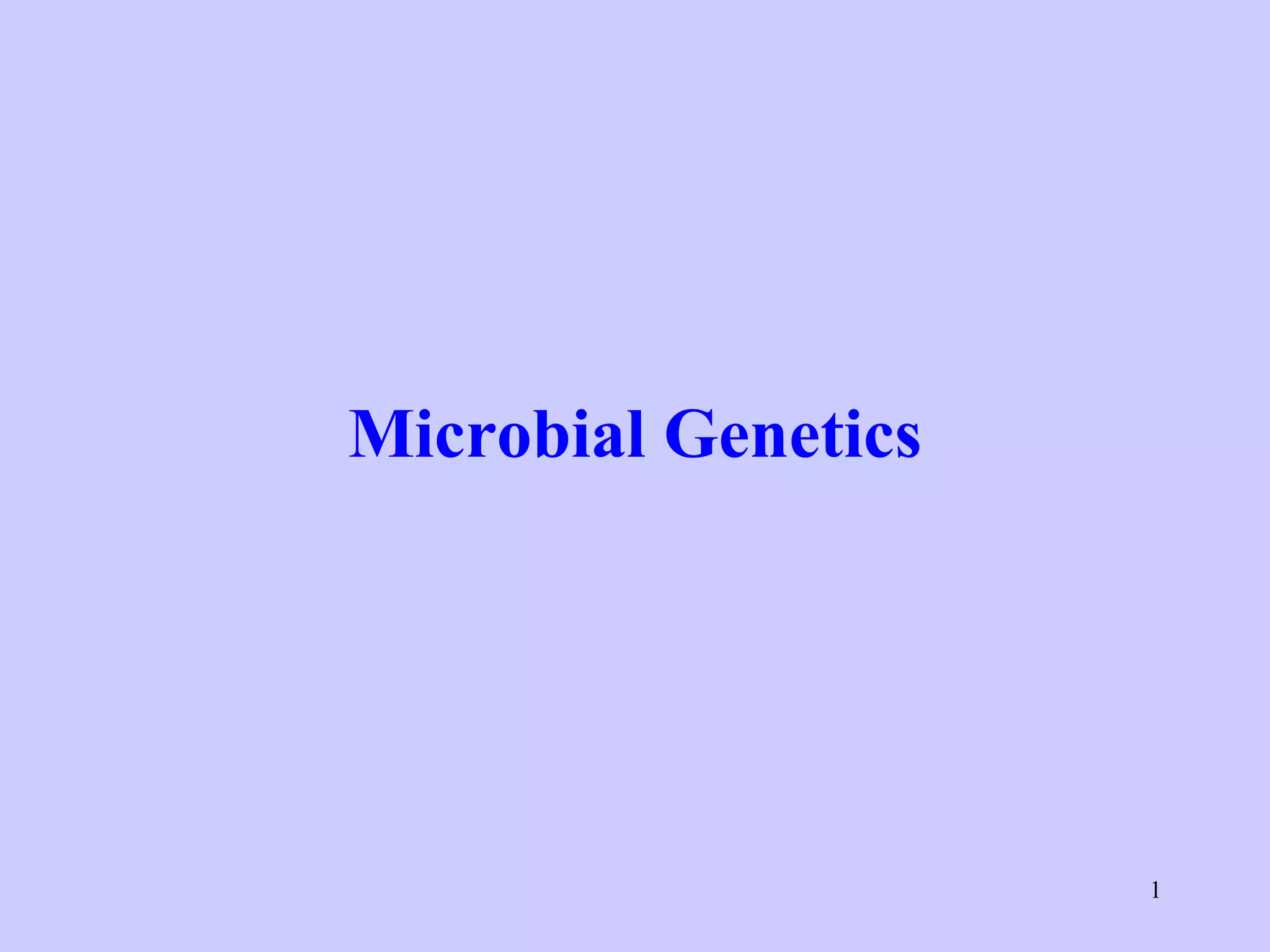 Microbial genetics | PDF