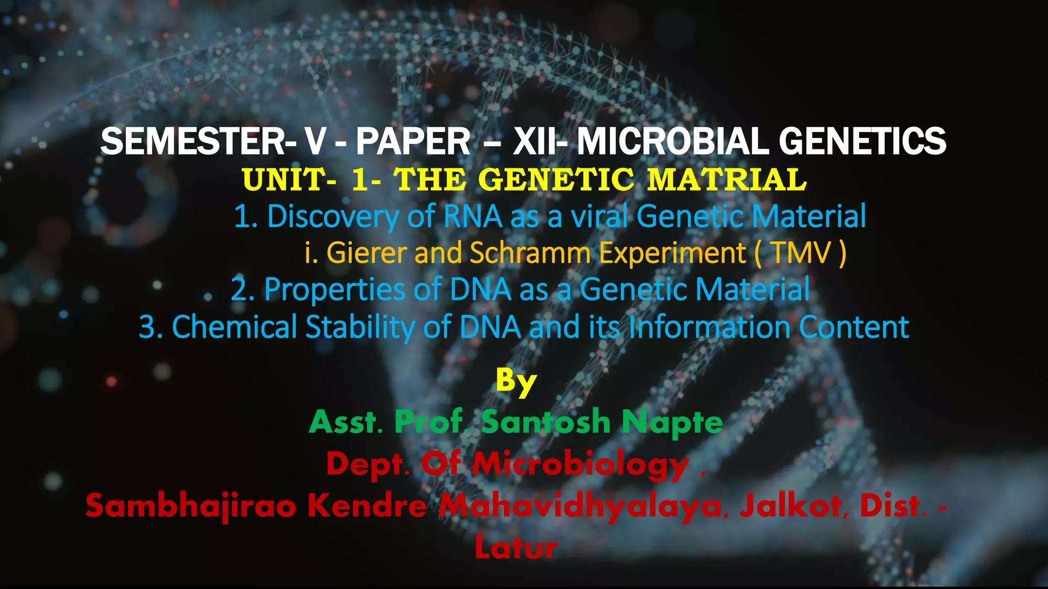 Microbial genetics lecture iv | PPT
