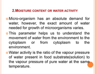 Microbial growth factors in food | PPTX | Chemistry | Science